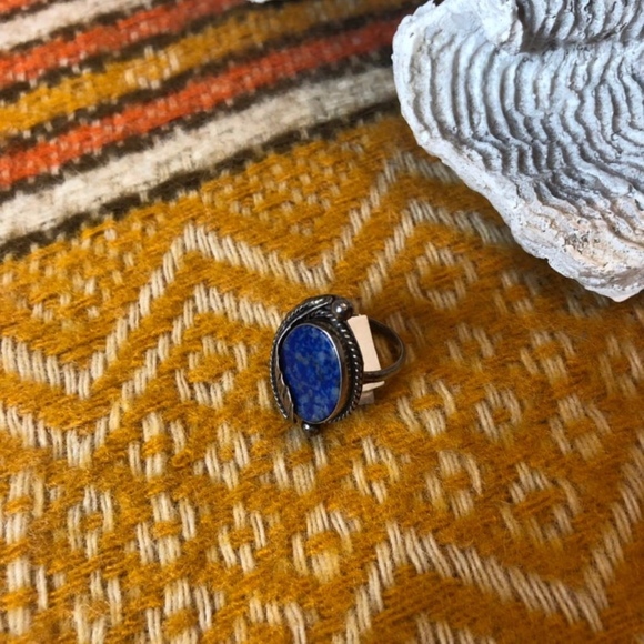 Jewelry | Vintage Ring With Blue Stone Inlay | Poshmark